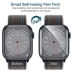 LK 6 Pack for Apple Watch 41mm / 40mm Screen Protector (Series 8 & 7 & 6) [Upgrade Flexible Film] Self-Healing, Ultra-thin Screen protector for Apple Watch 41mm, Touch Sensitive, Bubble Free