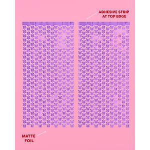 xo, Fetti Purple Butterfly Foil Curtain - Set of 2 | Bachelorette Party, Pastel Garden Birthday Decorations, Bridal Shower, Baby Shower, Fun Photo Booth