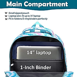 BLUEFAIRY Tie Dye Backpack for Girls Kids Primary Bookbags for Teens Elementary Middle School Bags Blue Spiral Print Adorable Travel Gifts Age 5-9 Mochila para Niños 17 Inch