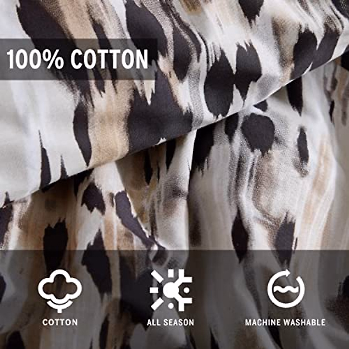 Kenneth Cole New York - Queen Duvet Cover Set, Cotton Reversible Bedding with Matching Shams, Modern Home Décor (Abstract Leopard Brown, Queen)