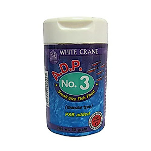 ADP No.3 Powder Type, Tropical Fish Food Floating & Sinking Mini Micro Pellets for Feed Baby Fry Fish & Small Fish Special High Protein 60%, Color Enhancing, 50 g. Fish Feed Growth Fast Formula
