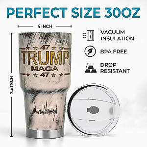 Joymarke MAGA Trump Tumbler 2024, Skull American Flag 30 Oz Tumbler, Trump Coffee Cups, USA Flag Tumbler Insulated Cup With Lid, Patriotic Birthday Gifts for Women Men, Republican Tumbler Cups