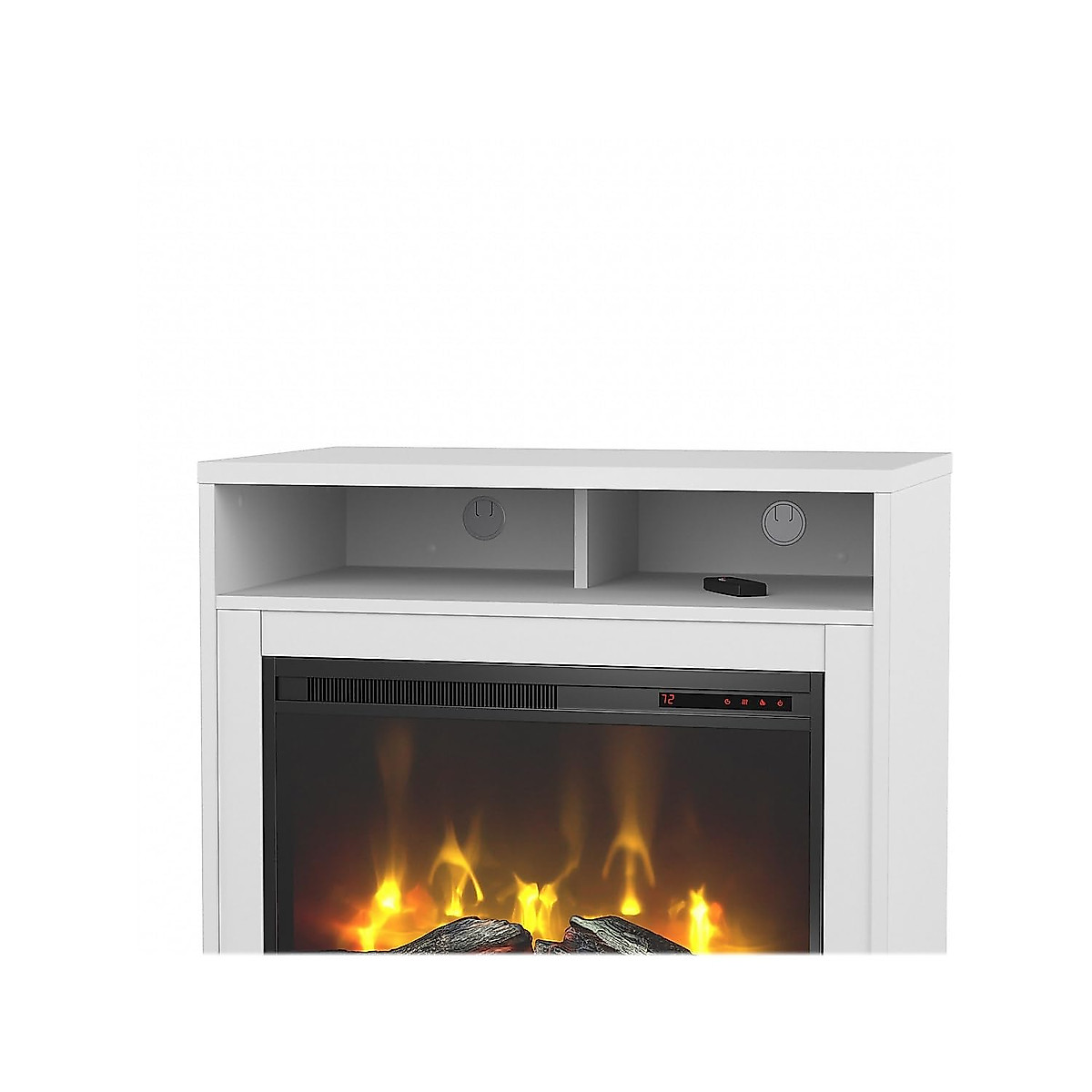 Office by kathy ireland Method Floor Standing Electric Indoor Fireplace with Shelf, 32-inch W, White (KI70209FRK)