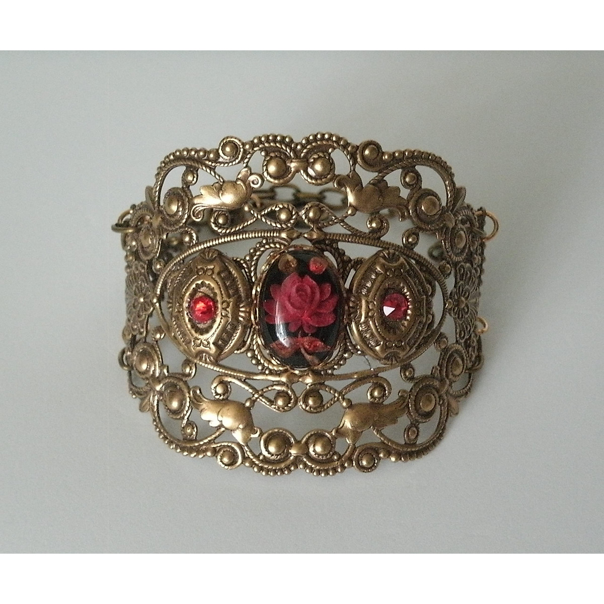 Rose Cuff Bracelet, handmade jewelry gothic victorian edwardian art nouveau steampunk art deco