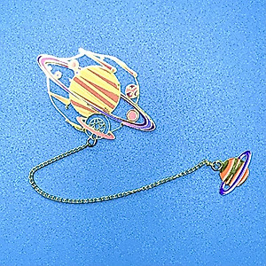 Zllada Metal Bookmark - Unique Space Party Favors - Brass Book Mark Astronaut Toys - Solar System Toys - Planets Toys Space Gifts for Kids - Astronomy Gifts for Men - Solar System Decor for Books