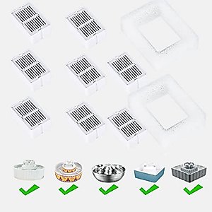 pet k9 Pet Fountain Replacement Filter-8 Activated Carbon Filters, 2 Foam Filters, Compatible with Ceramic and Stainless Steel Fountain, White