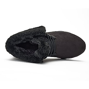 ZZS Women's Winter Snow Ankle Boot-Comfortable Short Booties Outdoor Warm Walking Hiking Shoes Black Size 6.5