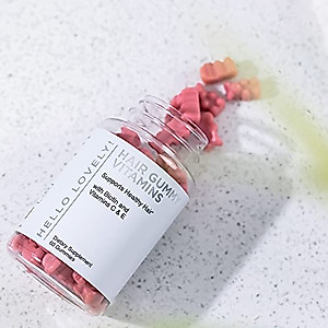Hello Lovely! Hair Vitamins Gummies with Biotin 5000 mcg Vitamin E & C Support Hair Growth, Premium Vegetarian Non-GMO, for Stronger Beautiful Hair & Nails, Biotin Gummies Supplement - 60 Gummy Bears