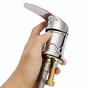 Salon Water Faucet Set,Zinc Alloy Salon Shampoo Bowl Faucet and Sprayer Kit,with Hose, Durable Salon Spa Hot Cold Mixer,Waterproof Splash，Easy to Control Water Temperature(Size:Water Faucet Set)