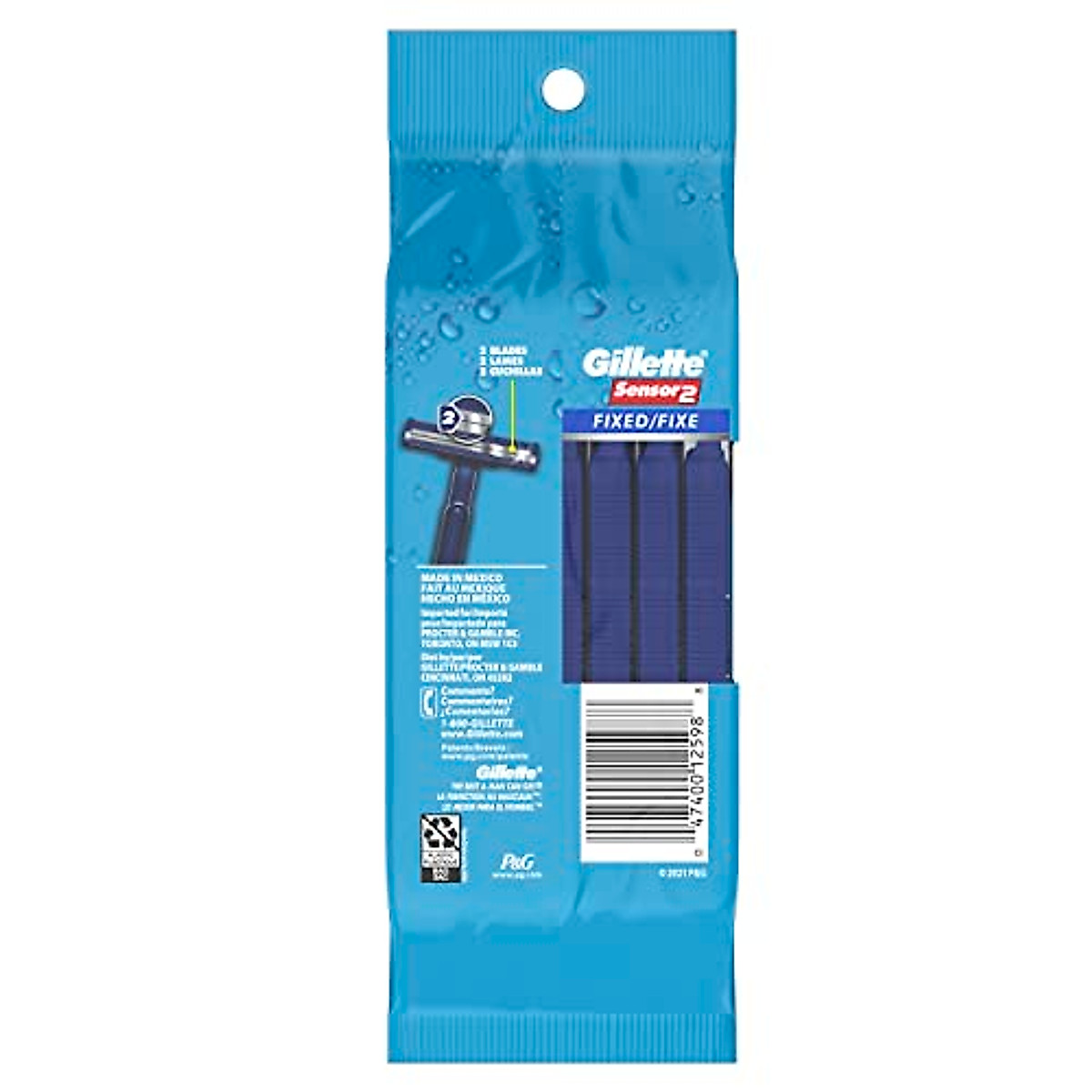 Gillette Sensor2 Men's Disposable Razor, 12 Count (Pack of 3), Blue
