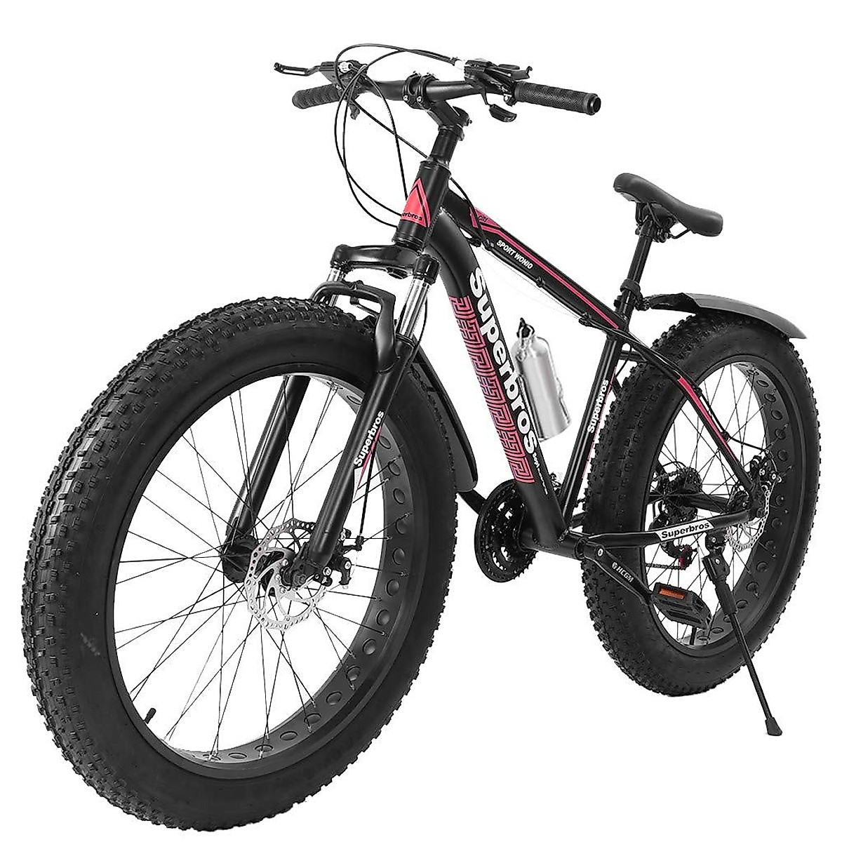 wavsurf Fat Tire Mountain Bike, 21 Speed Outdoor Snow Beach Bike, Adult Women Men Hybrid MTB Racing Bikes, Comfort Complete Cruiser Bicycle, City Commuter Road Cycling (H) 94x88x38cm