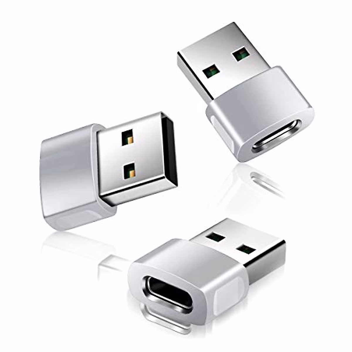 Basesailor USB to USB C Adapter 3 Pack,Zinc Alloy Type C Female to A Male Charger Block-Converter for iPhone 12 13 14 Pro Max,Airpods,iPad 8 10 Air 4 5 Mini 6,Samsung Galaxy Z Fold Flip S23 A53 Watch