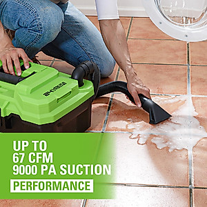 Greenworks 24V Cordless 3Gal Shop Wet/Dry Bare Accessories, Brushless Vacuum Tool Only, Green