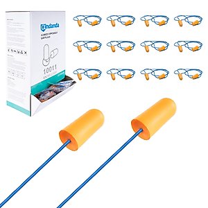 200 Pairs Foam Ear plugs, ANDANDA Ultra Soft Corded Foam Earplugs, Reusable, Soft & Comfortable, Slow Rebound, Ear Plugs for Sleeping Noise Cancelling 32dB NRR, Snoring, Shooting, Studying, Loud Noise