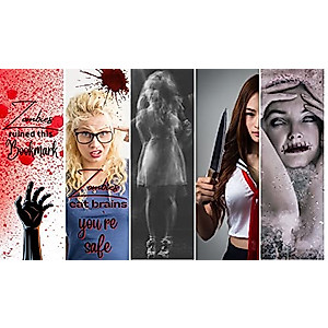 Bookmarks for Book Lovers - Great Book Markers for Women, Men & Adults - Halloween Witches Zombies Horror Clown Ghost Bookmarks (Horror 3)