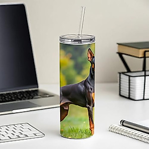 German Pinscher Dog Photo Skinny Tumbler 20oz with Straw Insulated Water Bottle Gift