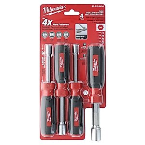 Milwaukee 48-22-2404 Hollow Shaft SAE Hex Shank Compact Nut Driver Set (4 Pieces)