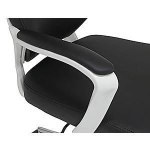 Calico Designs High Back, Height and Tilt Adjustable, Modern Executive Chair with Padded Arms and Chrome Base in White/Black PU