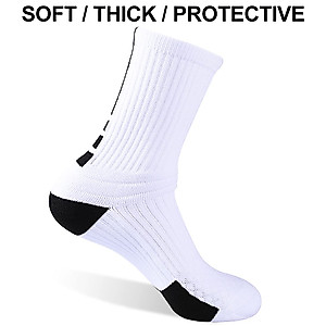 Finerview Elite Basketball Socks For Men, 4 Pack Cushion Performance Crew Athletic Socks for Youth Boys Girls Kids