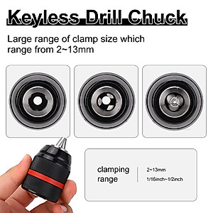 YWBL-WH Multi Keyless Chuck, Keyless Hand Drill Chuck 1/2-20UNF Mount 1~13mm Self-tighten Drill Chuck for Multiple Purposes