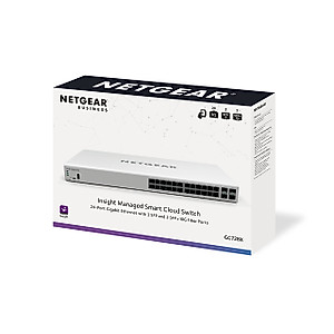 NETGEAR 28-Port Gigabit Ethernet Insight Managed Smart Cloud Switch (GC728X) - with 2 x 1G SFP and 2 x 10G SFP+, Desktop/Rackmount (Renewed)