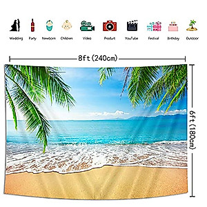 GYA 8x6ft Tropical Beach Backdrop Summer Palm Island Seaside Leaves Photography Background Props for Studio,Wedding,Party Photo Backdrops
