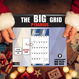 RED EMBER The Big Grid Jumbo Large Print - Pyramids 2024 Hangable Monthly Wall Calendar - 12" x 24" Open | Giftable | Easy to Read Planners for Office Extra Large | Massive Writing Space