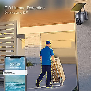 Ctronics 3MP Solar Security Camera Wireless Outdoor WiFi, PTZ Surveillacne Camera Battery-Powered for Home Security, 360° View, Spotlight Color Night Vision, PIR Human Detection, 2-Way Audio (Grey)