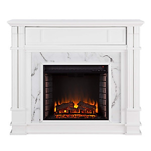 Highgate Faux Cararra Marble Electric Media Fireplace