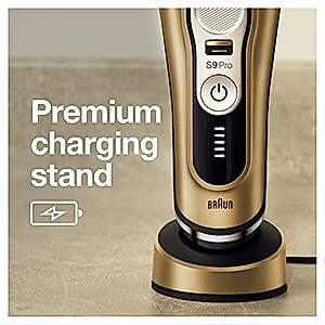Braun Electric Razor for Men, Waterproof Foil Shaver, Series 9 Pro 9419s, Wet & Dry Shave, with ProLift Beard Trimmer for Grooming, Charging Stand Included, Gold