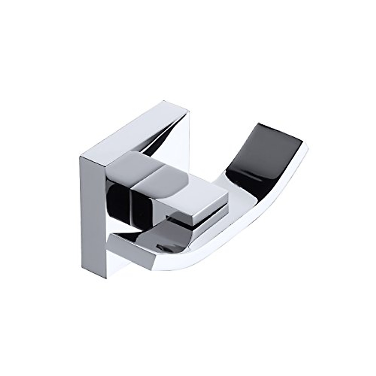 Beelee Chrome Bathroom Hooks Double Towel Hooks for Wall Robe Hook Wall Hook Polished Chrome Coat Hanger in Square Design