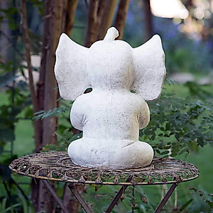Garden Age Supply White Meditating Lucky Elephant Statue (21.0)