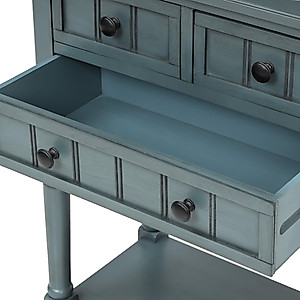 LostCat Narrow Console Table Sideboard,24inch Entryway Table,with Three Storage Drawers and Bottom Shelf, Easy Assembly,for Living Room, Entryway/Hallway(Navy)