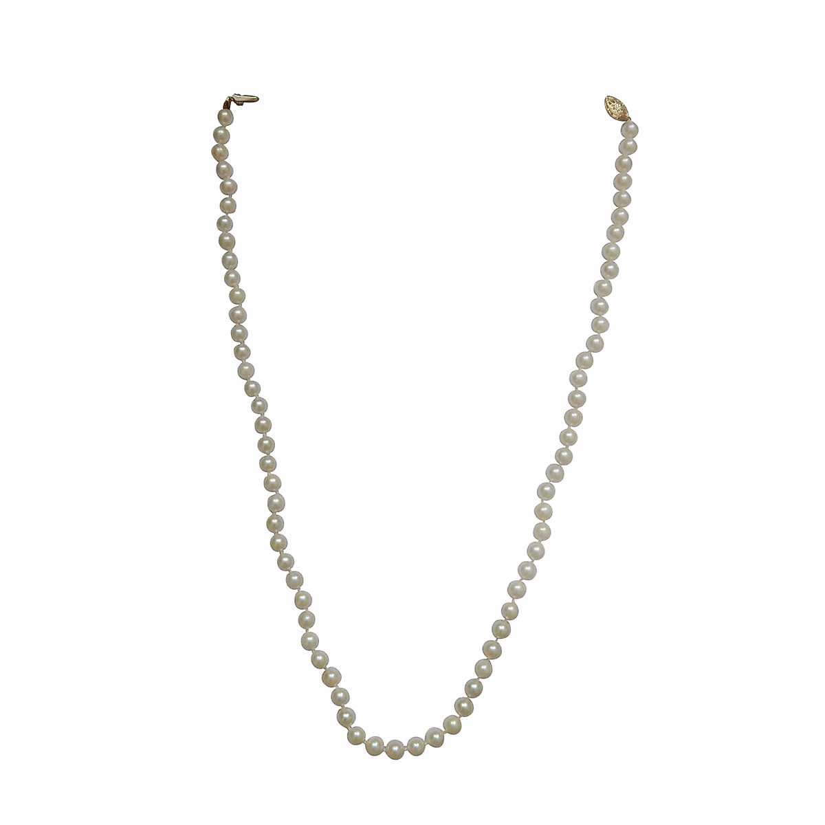 17" White Saltwater Pearl Necklace with 14K Gold Clasp