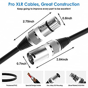 Dacimora 2 Pack 100FT XLR Microphone Cable, Fully Balanced, for Microphone, Mixer, Recording Studio (2Pack,100FT)