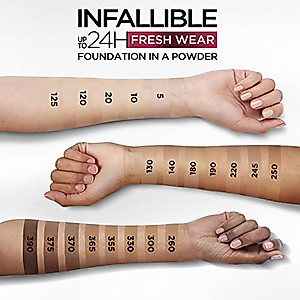 L'Oreal Paris Makeup Infallible Fresh Wear Foundation in a Powder, Up to 24H Wear, Waterproof, Copper, 0.31 oz.