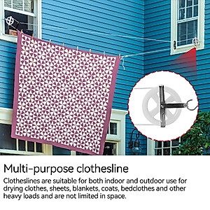 Outdoor Clothesline Kits,Include 150 Ft Nylon Clothes Line,Clothesline Pulley Clotheslines S Separator Spreader, Clothesline Tightener, Hook and Clothespins