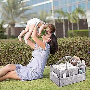HBlife Baby Diaper Caddy Organizer with Compartments- Gray