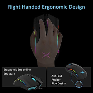 DeLUX Wired RGB Gaming Mouse - 24000 DPI, 7 Programmable Buttons, On-Board Pro Game Software - Ergonomic Mouse for PC, Laptop (M625BU(3360)-Black)