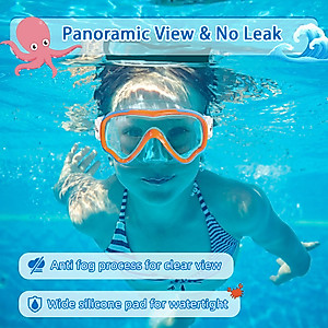 Freela Goggles Swim Goggles Swimming Goggles for Kids 6-14 4-7 8-12 Kids Swim Goggles with Nose Cover Snorkel Mask Snorkeling Gear Diving Dive Mask Youth Girls Boys Junior Water Pool Beach Open Water