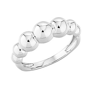 Miabella Italian 925 Sterling Silver Bead Ball Stackable Ring for Women, in Silver or 18K Gold Plated (Sterling Silver, Size 7)