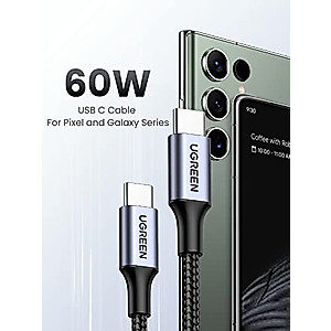 UGREEN USB C Charger Cable 2-Pack 60W PD 3.0 USB C Cable Compatible with Samsung Galaxy S23/22/Z Fold/Z Flip, Google Pixel 7/6A MacBook Air iPad Pro/Mini iPad 10, PS5, Switch, etc. 6.6FT