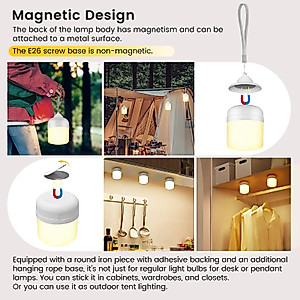 E26 Battery-Operated Rechargeable Light Bulbs with Remote for Lamps, Sconces, and Non-Hardwired Fixture, 3 Color Temperatures, Timer, Detachable Charging – 2 Pack