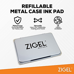 Metal Case Stamp Pad Medium Size, Dry - Size: 3" x 4" - Choose from 15 Ink Colors