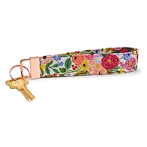 LNKRE JEWELRY Fabric Floral Keychain Wristlet Holder, Short Lanyard for Keys, Wallet and Car Accessories (Pink Fairy Garden)