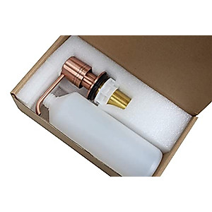 Akicon Copper Soap Dispenser for Kitchen Sink, Brass Body Refill from Top, Built in Design with Large Liquid Soap 17 OZ Bottle, Countertop Soap Dispenser (Copper, Modern)