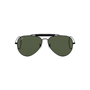 Ray-Ban RB3030 Outdoorsman I Aviator Sunglasses, Black/G-15 Green, 58 mm