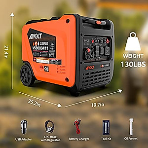 AIVOLT 8000 Watts Dual Fuel Portable Inverter Generator Super Quiet Gas Propane Powered Electric Start Outdoor Generator for Home Back Up Travel RV Camping, 50 State Approved
