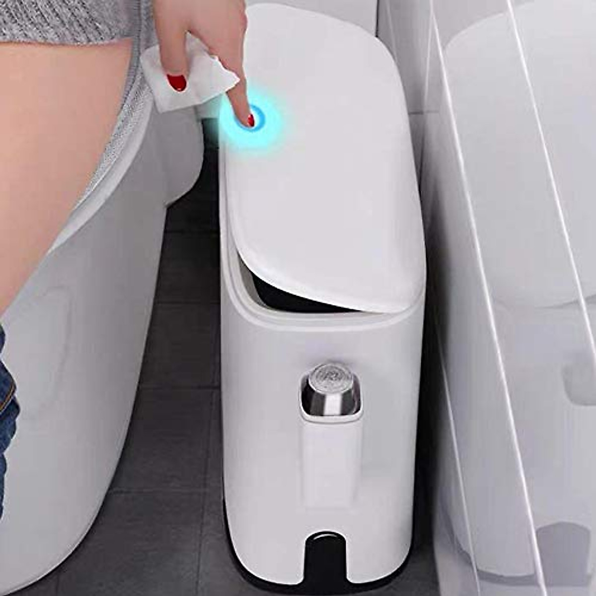 ANTCRZ Trash bin New 11L Plastic Trash Can Bathroom Waste Bin Toilet Dustbin Trash Basket Garbage Bucket Garbage Bag Holder Storage Container (Color : Gray Cloud)