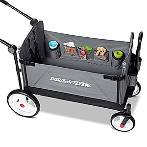 Radio Flyer City Luxe Stroll ‘N Wagon, Grey with Parent Caddy and Internal Storage Pockets, for 1+ Years
